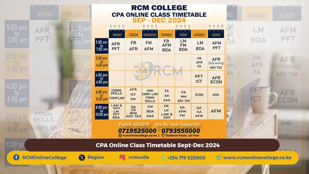 CPA Online Class Timetable Sept-Dec 2024 - RCM Online College